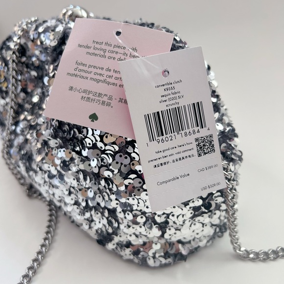 kate spade | Bags | Kate Spade Scrunchy Sequin Convertible Clutch Chain ...